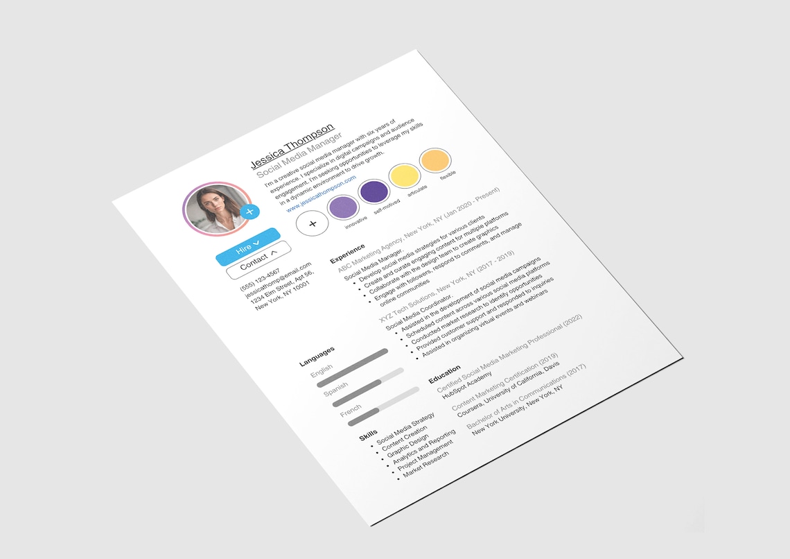 CV Template Instagram Feed - Etsy