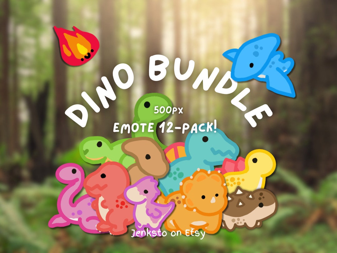 Dino Bundle Cute Dinosaur Twitch Badge Discord Emote Made by Jenksto ...