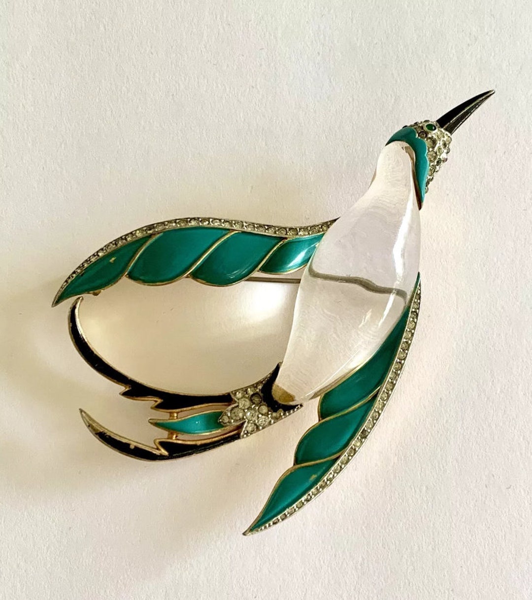 Vintage Trifari Alfred Philippe Bird of Paradise Brooch With Turquoise ...