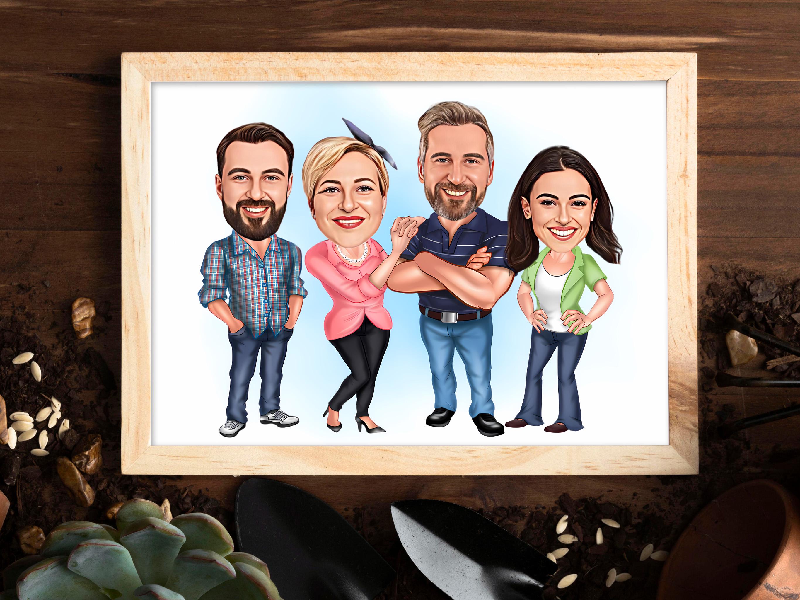 Custom Family Cartoon Portrait, Custom Family Portrait, Personalized ...