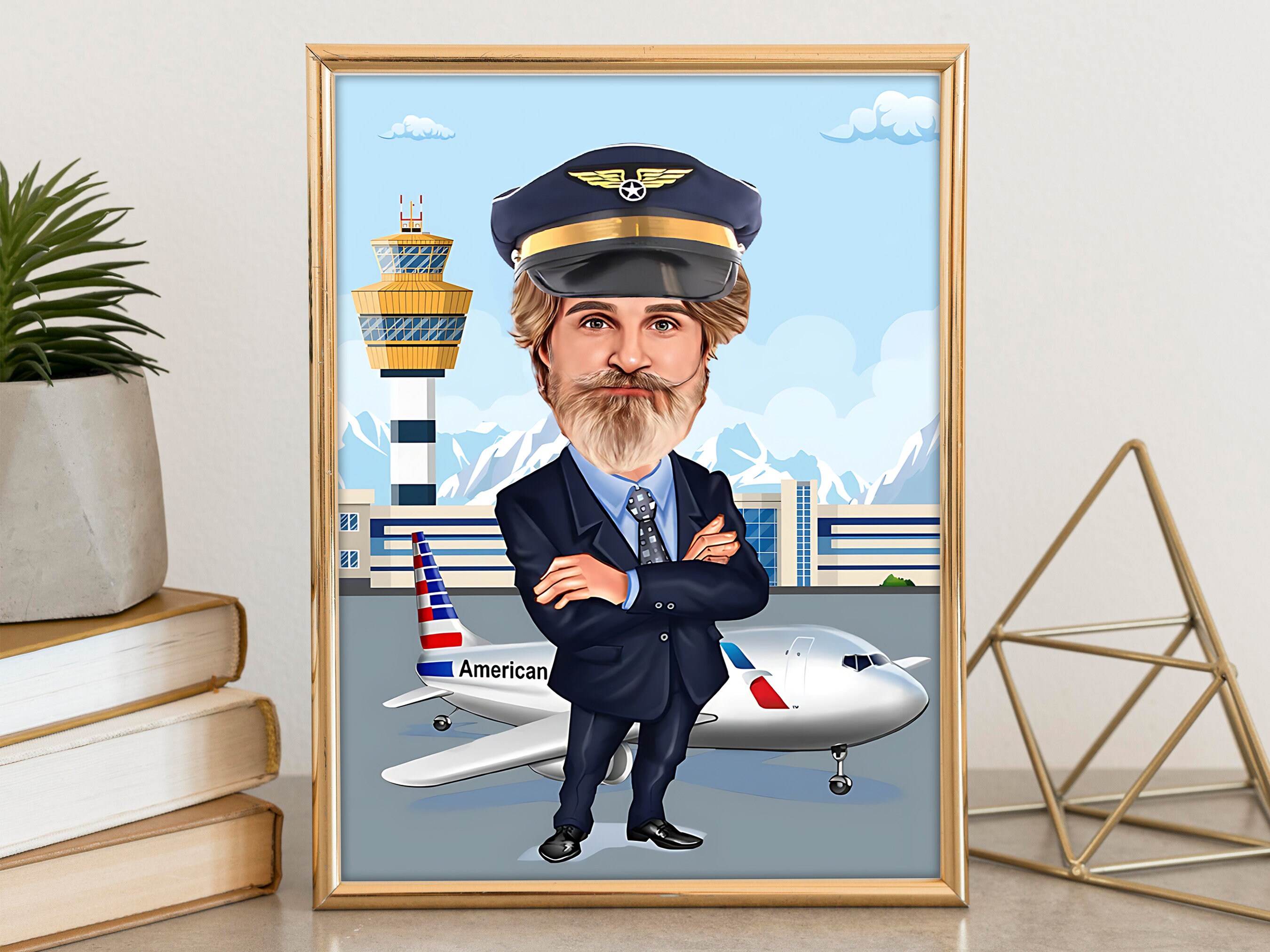 Custom Pilot Cartoon Portrait, Pilot Portrait,pilot Gift,pilot ...