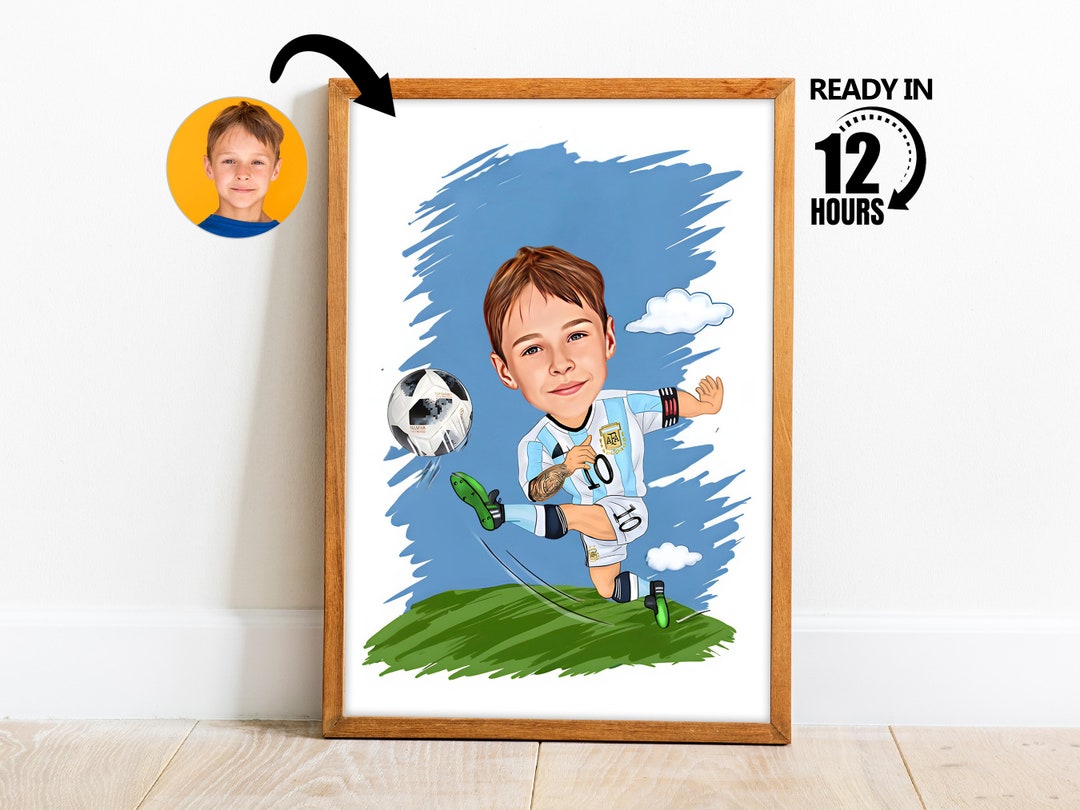 Custom LM10 Soccer Player Cartoon Portrait, Custom Portugal Soccer ...