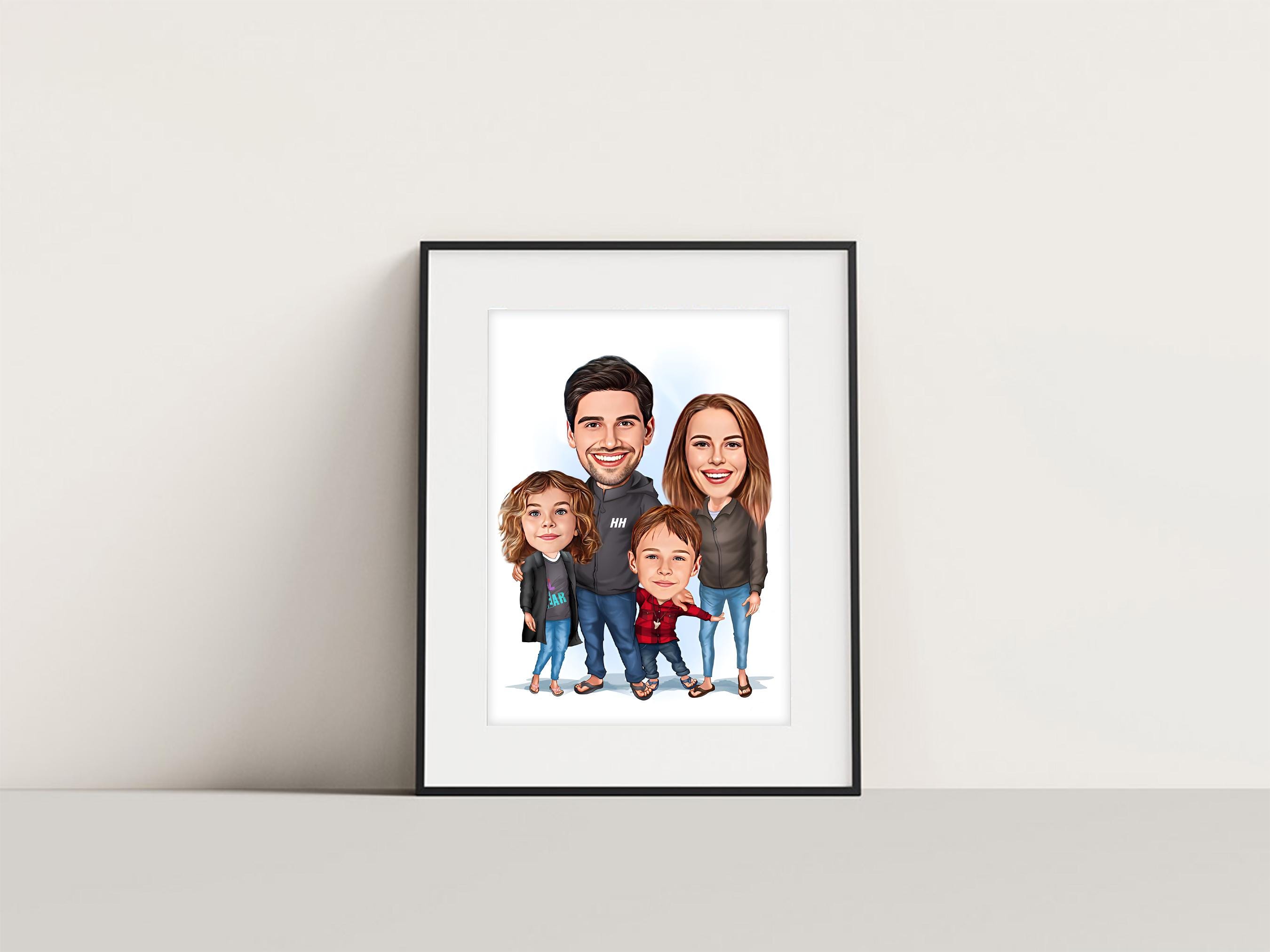 Custom Family Cartoon Portrait, Custom Family Portrait, Personalized ...