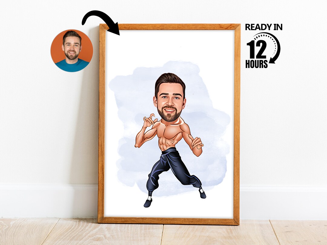 Custom Bruce Lee Cartoon Portrait, Bruce Lee Cartoon, Karate Caricature ...