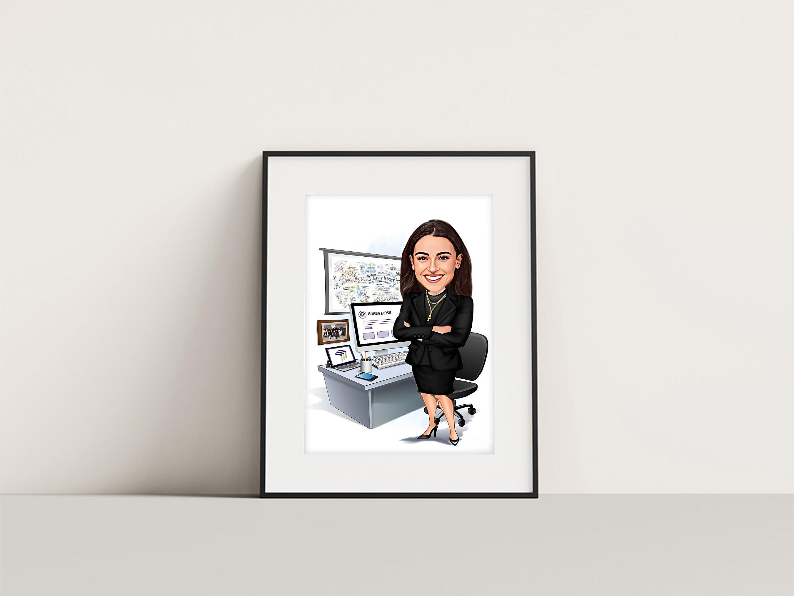 Custom Female Boss Cartoon Portrait, Boss Portrait, Gifts for Boss ...