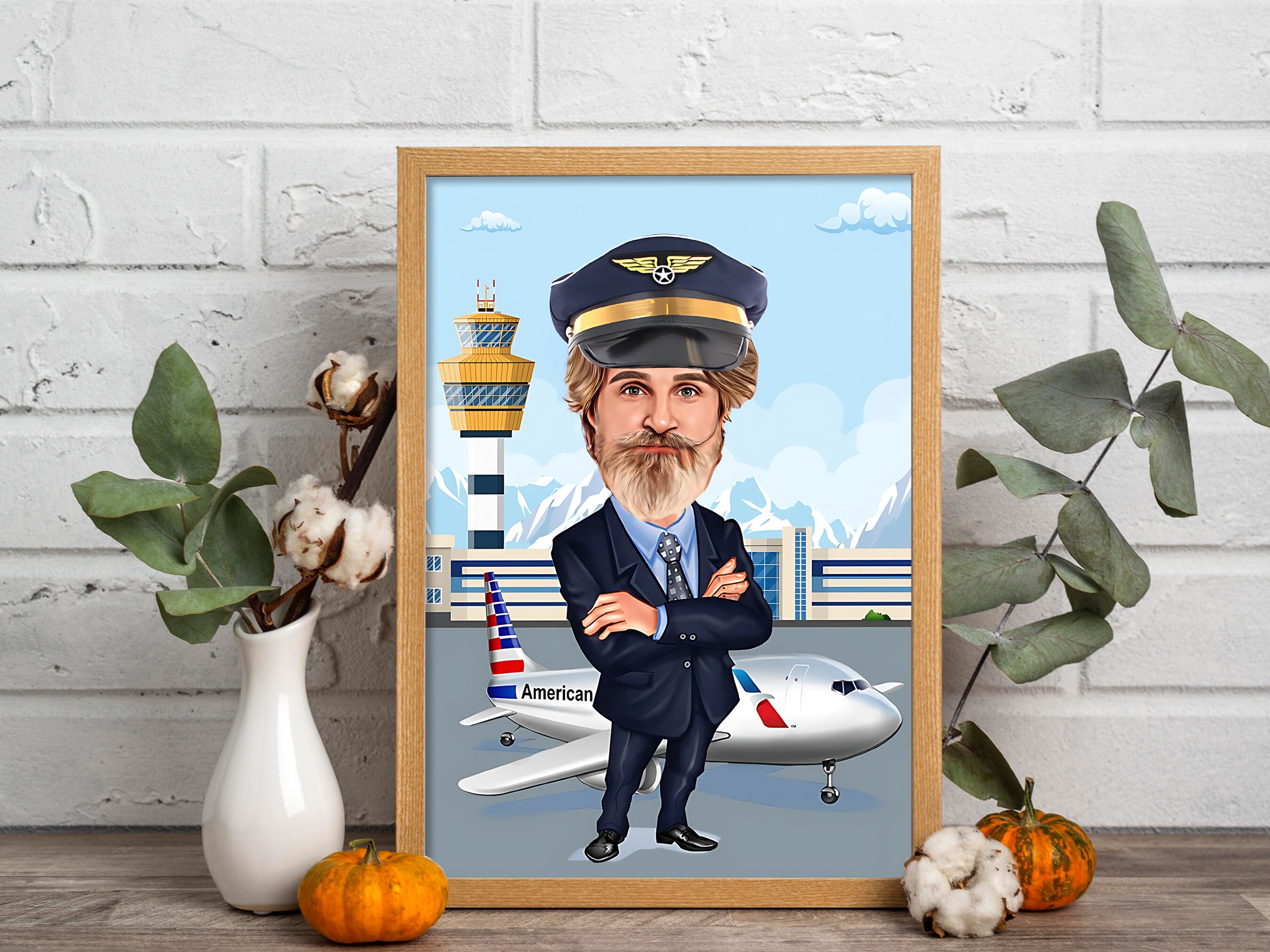Custom Pilot Cartoon Portrait, Pilot Portrait,pilot Gift,pilot ...