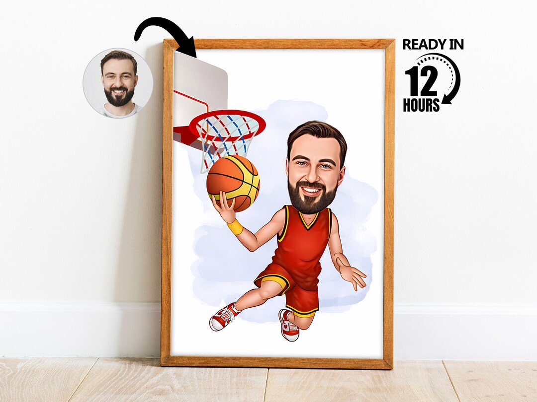 Custom Basketball Player Cartoon Portrait, Custom Funny Basketball ...