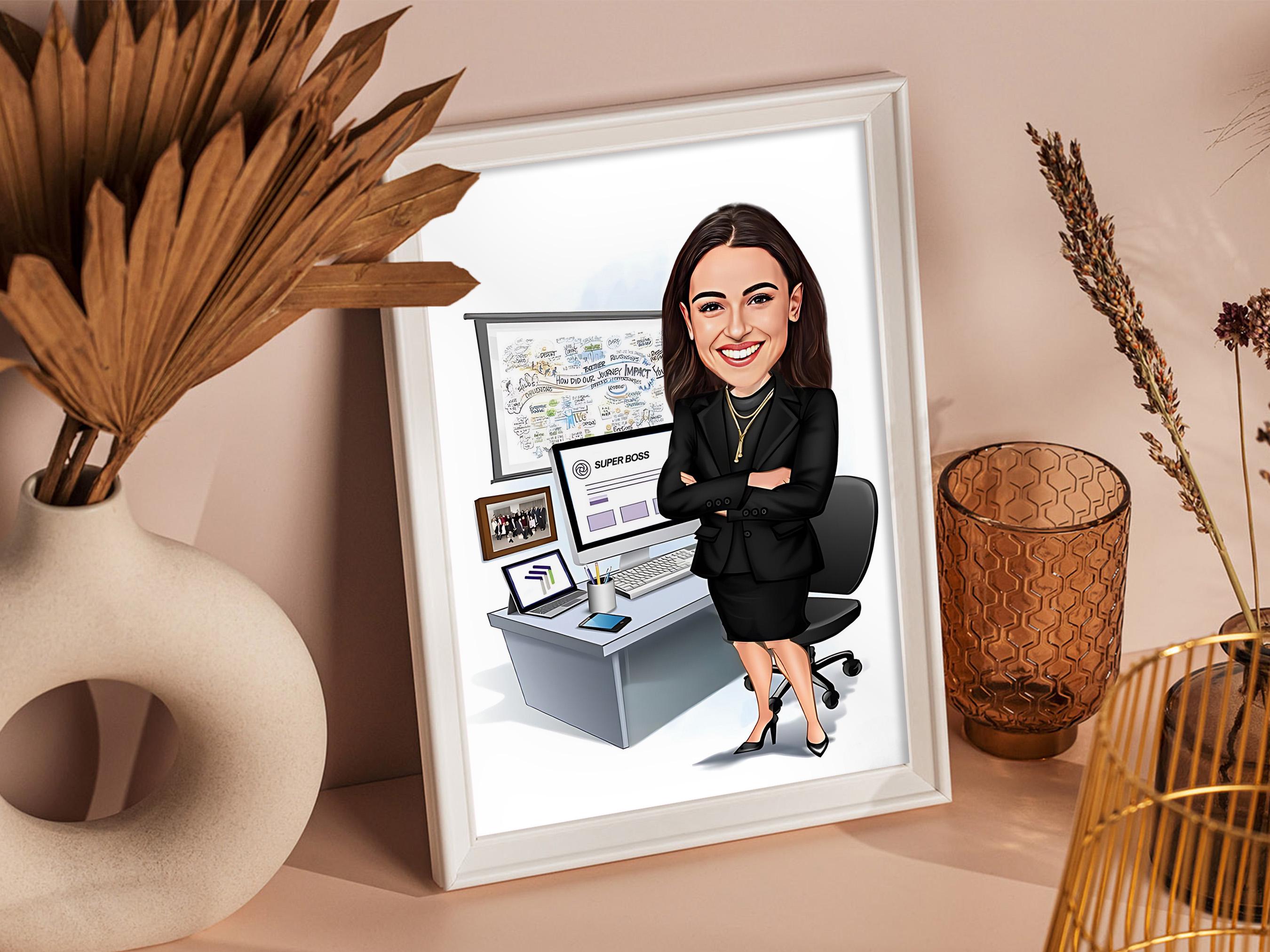 Custom Female Boss Cartoon Portrait, Boss Portrait, Gifts for Boss ...