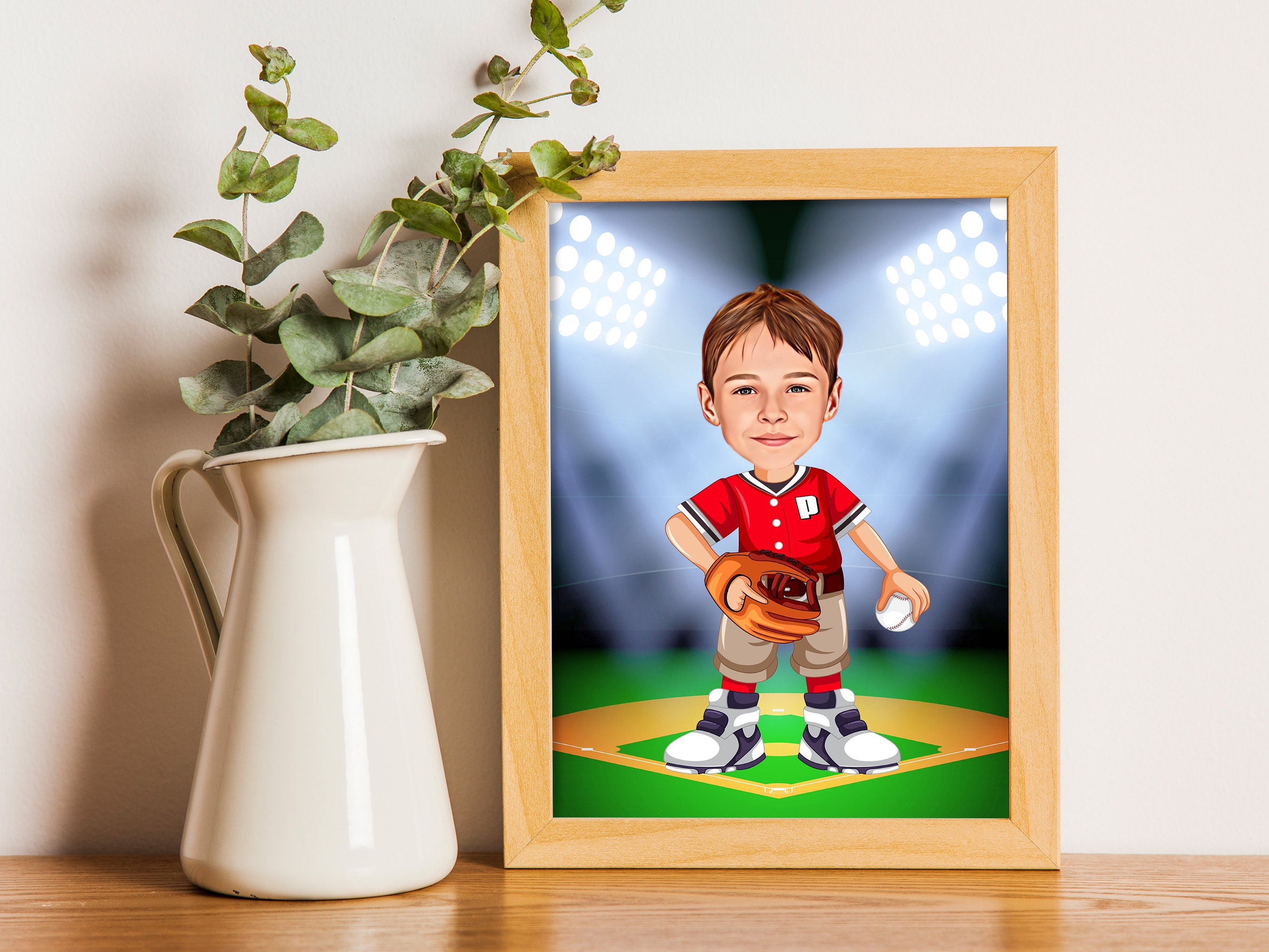 Custom Kid Baseball Player Caricature, Funny Baseball Player, Boy ...