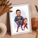 Custom Super Dad and Son Cartoon Portrait, Custom Super Dad and Son ...