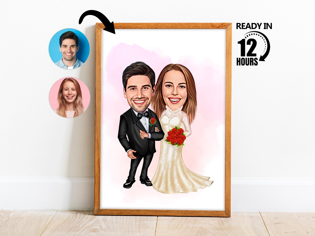 Custom Wedding Couple Cartoon Portrait,personalized Wedding Cartoon ...