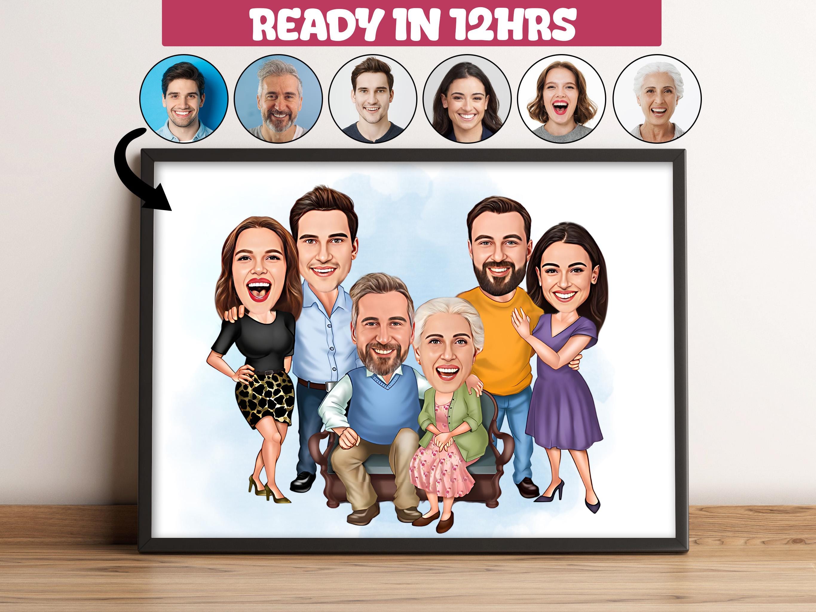 Custom Family Cartoon Portrait, Custom Family Portrait, Personalized ...