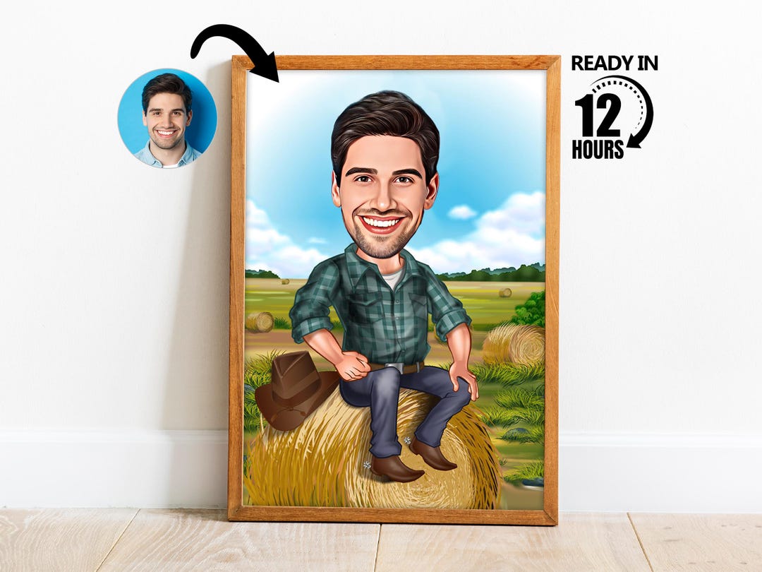 Custom Farmer Cartoon Portrait,personalized Farmer Portrait,gift for ...