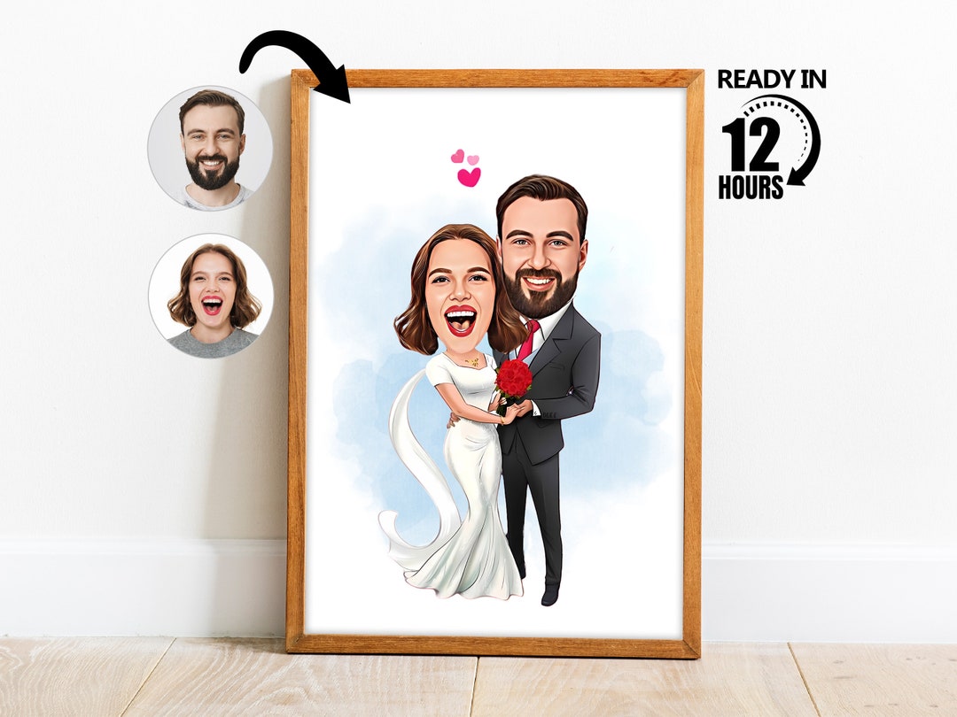 Custom Wedding Couple Cartoon Portrait,personalized Wedding Cartoon ...