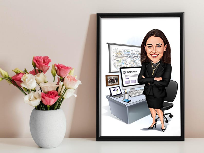 Custom Female Boss Cartoon Portrait, Boss Portrait, Gifts for Boss ...