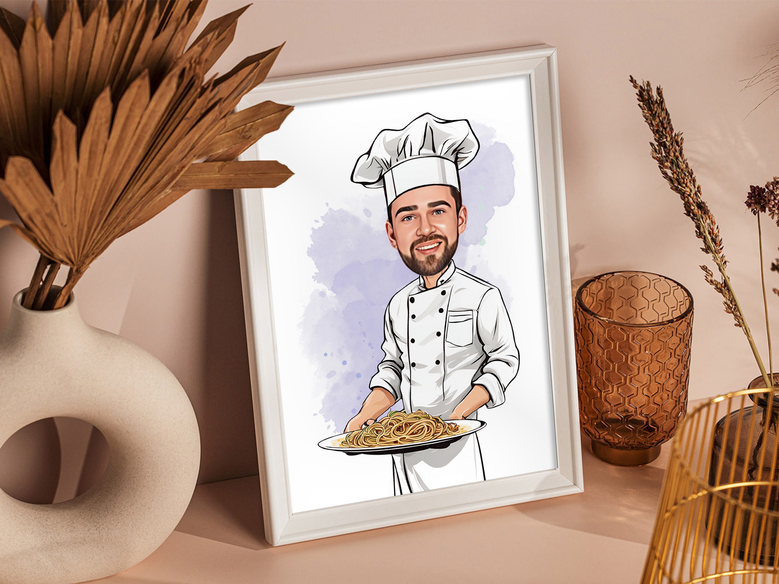 Custom Male Chef Cartoon Portrait,chef Caricature,gift for Chef,chef ...