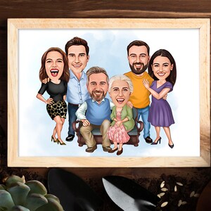 Custom Family Cartoon Portrait, Custom Family Portrait, Personalized ...