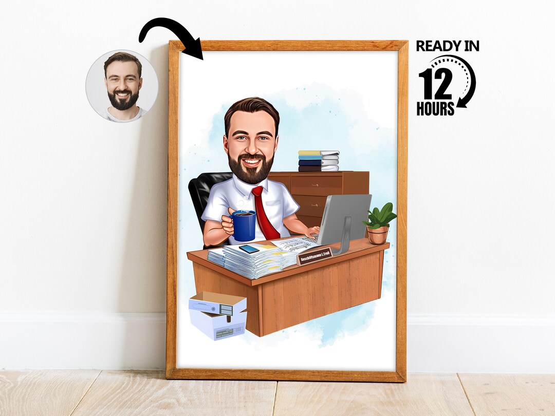 Custom Office Worker Cartoon Portrait,custom Officer Caricature Drawing ...