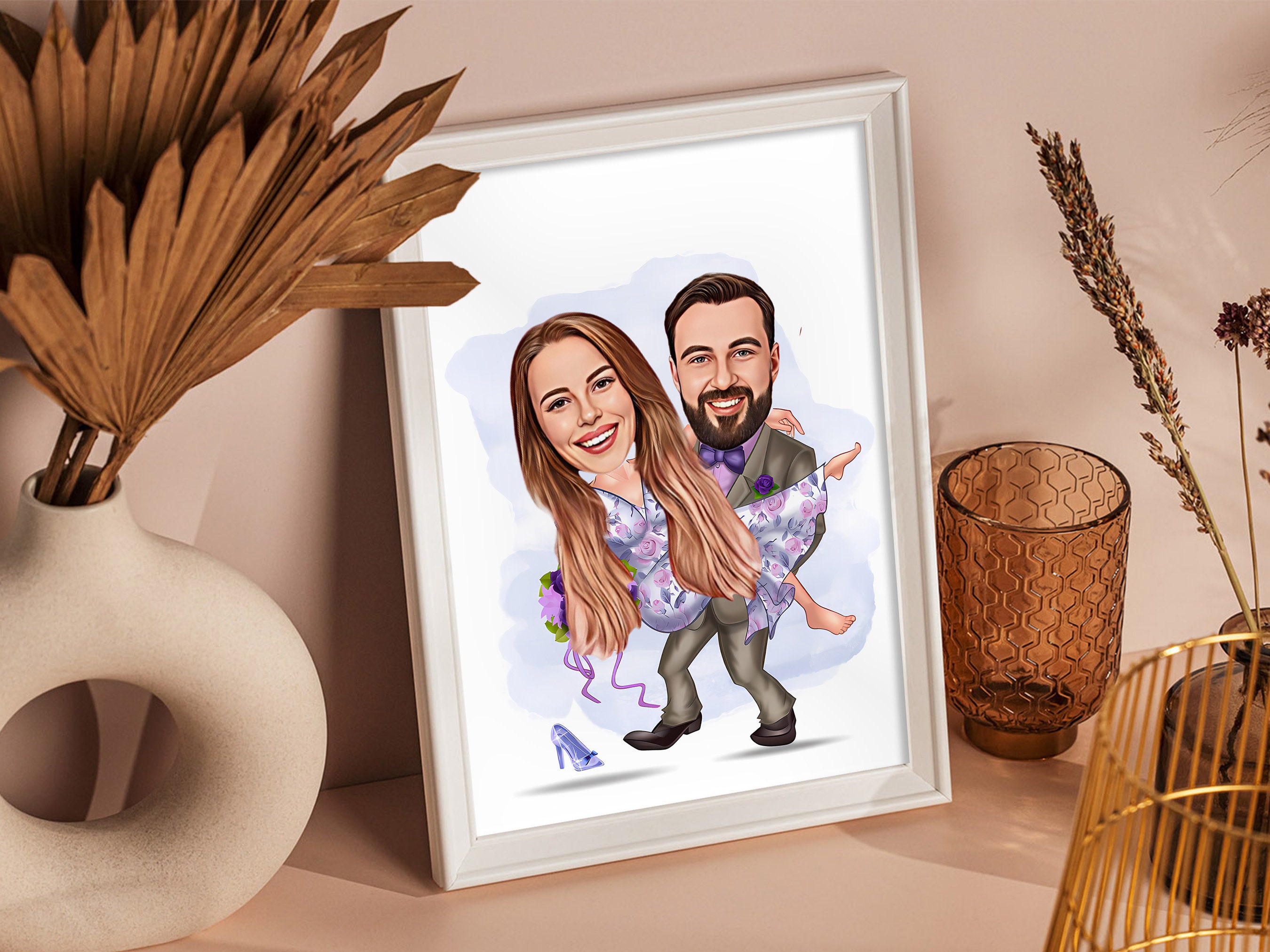 Custom Couple Cartoon Portrait, Couple Portrait, Couple Caricature ...