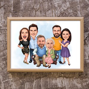 Custom Family Cartoon Portrait, Custom Family Portrait, Personalized ...