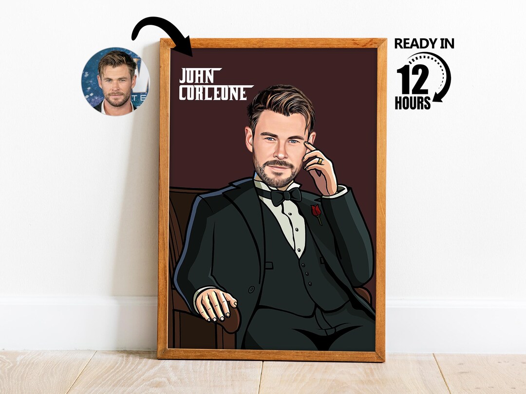 Custom Godfather Cartoon Portrait,personalized Godfather Caricature ...
