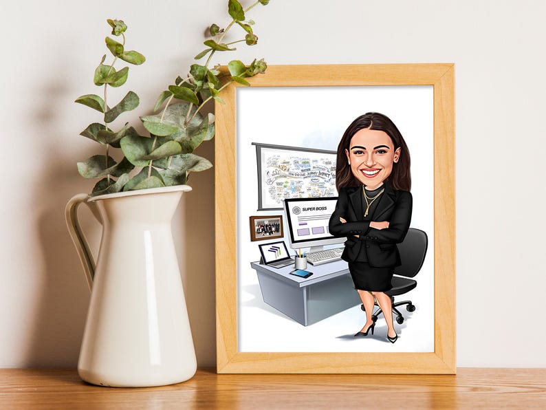 Custom Female Boss Cartoon Portrait, Boss Portrait, Gifts for Boss ...
