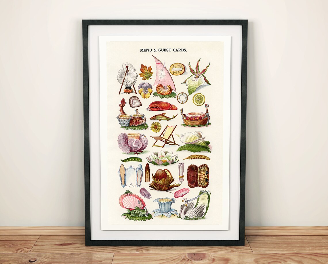 Mrs Beeton Menu Cards Dining Table Print Vintage Printable | Etsy