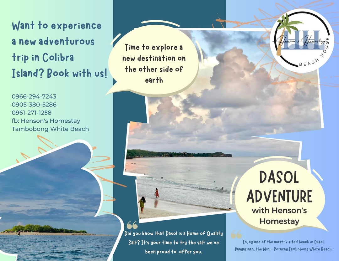 Editable Resort Hotel Homestay Flyer Brochure Bluesky Beach Water ...