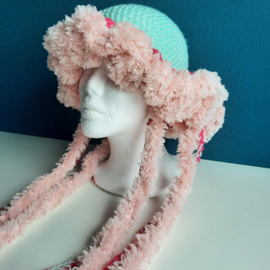 Crochet Jellyfish Ruffle Hat – Bold Statement Beanie – Handmade ...