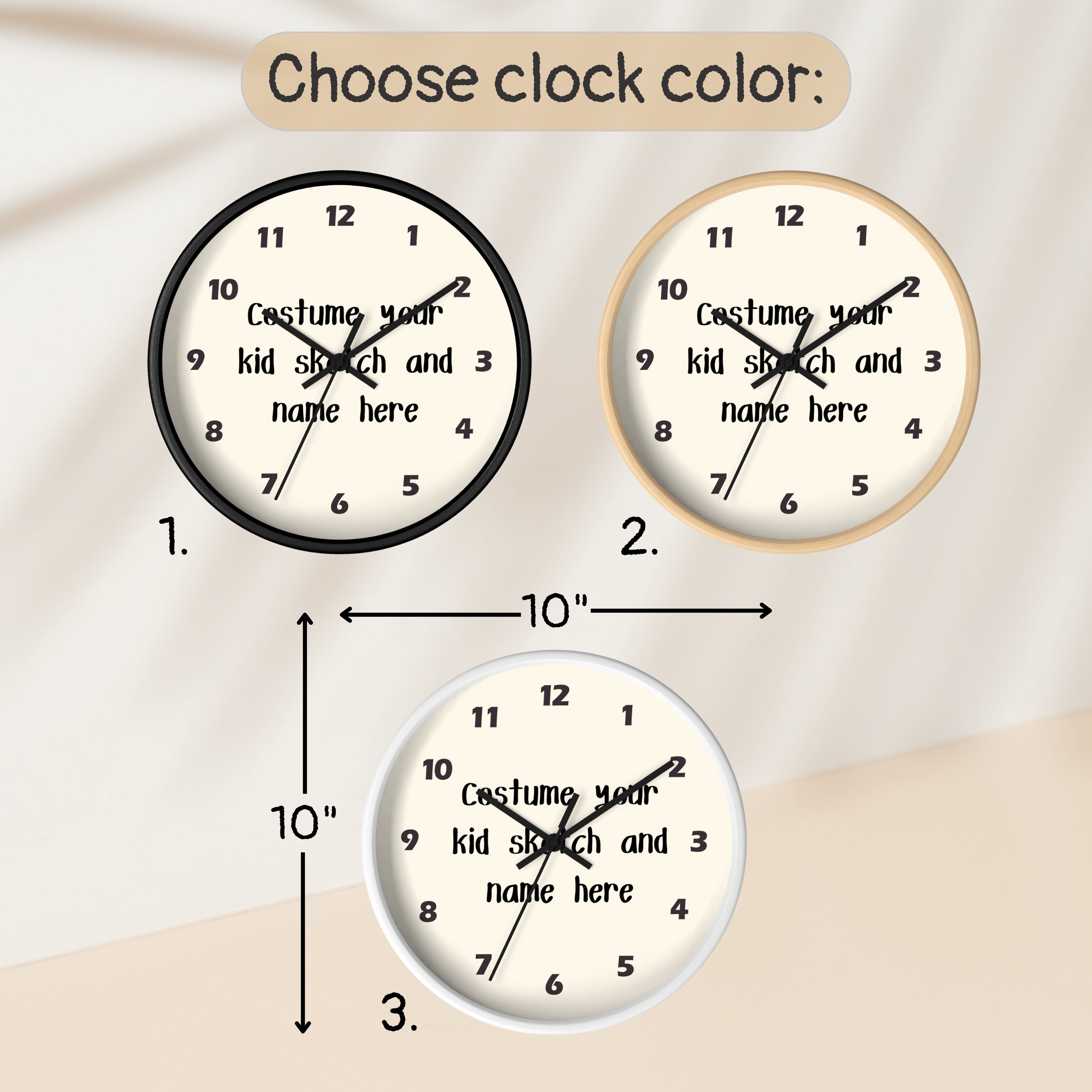 Clock With Sketch Your Kid Custom Clock Personalized Clock Clock Wall ...