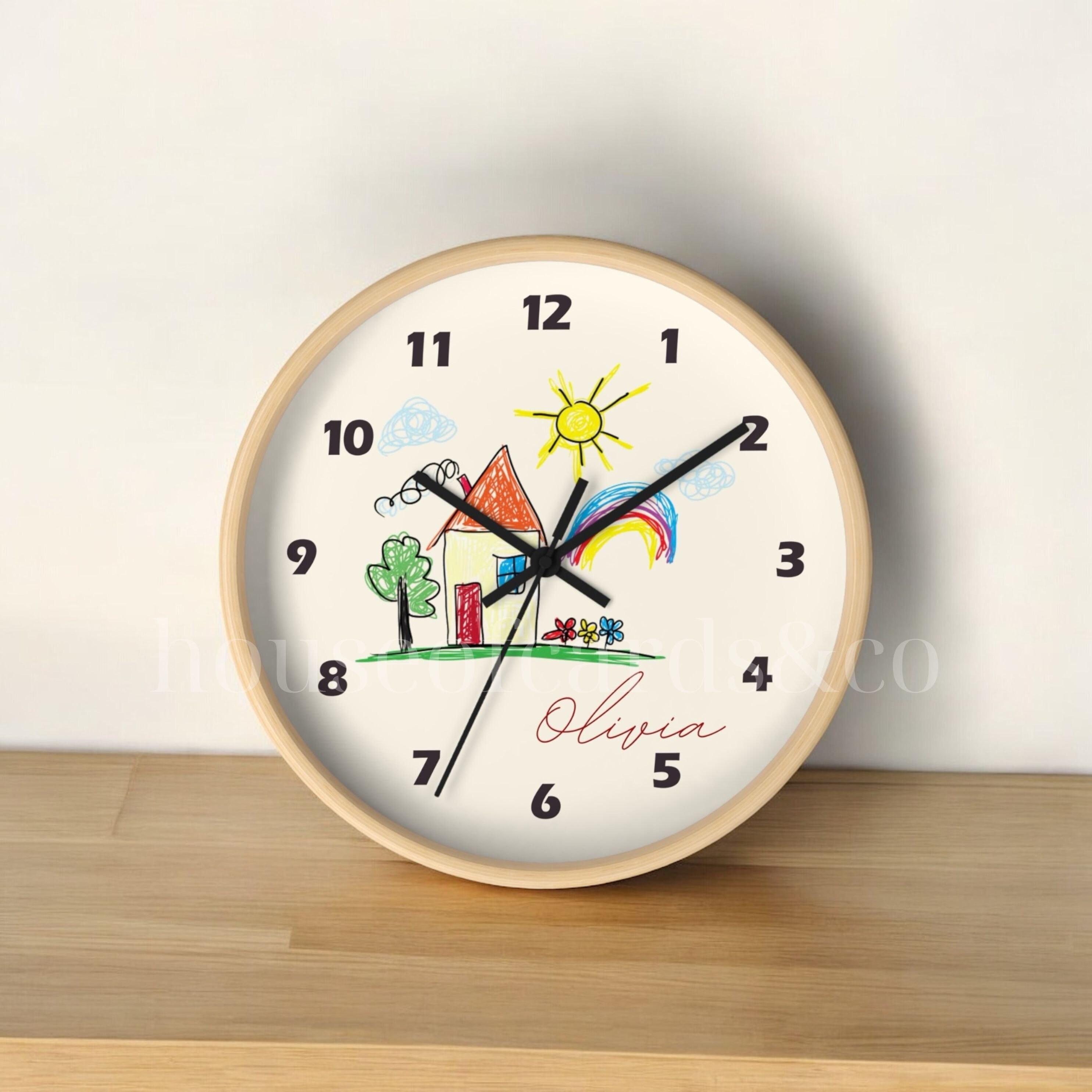 Clock With Sketch Your Kid Custom Clock Personalized Clock Clock Wall ...