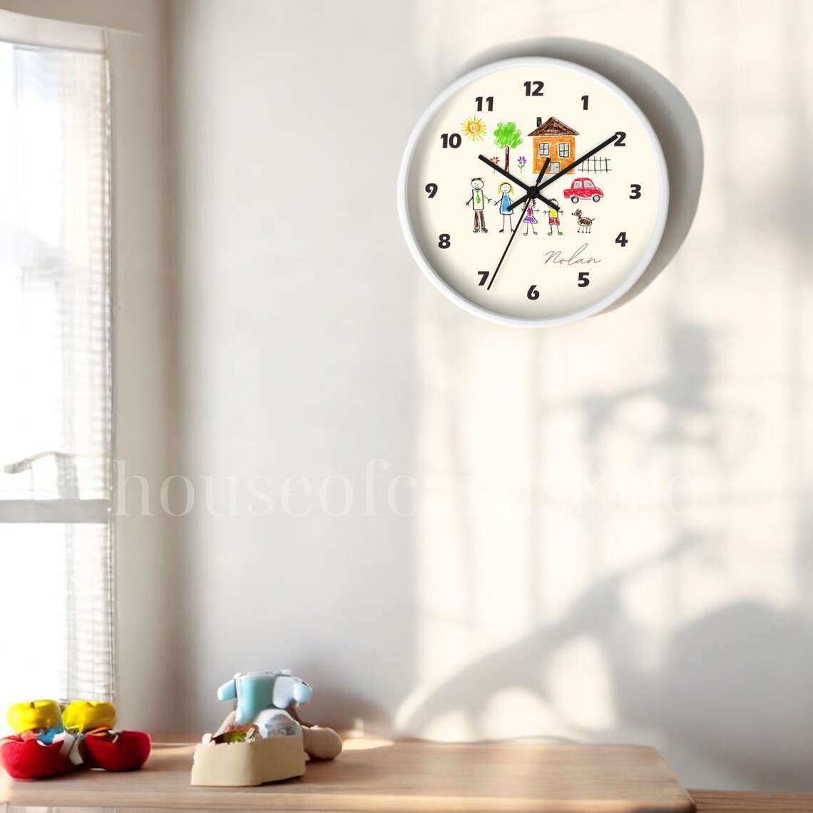 Clock With Sketch Your Kid Custom Clock Personalized Clock Clock Wall ...