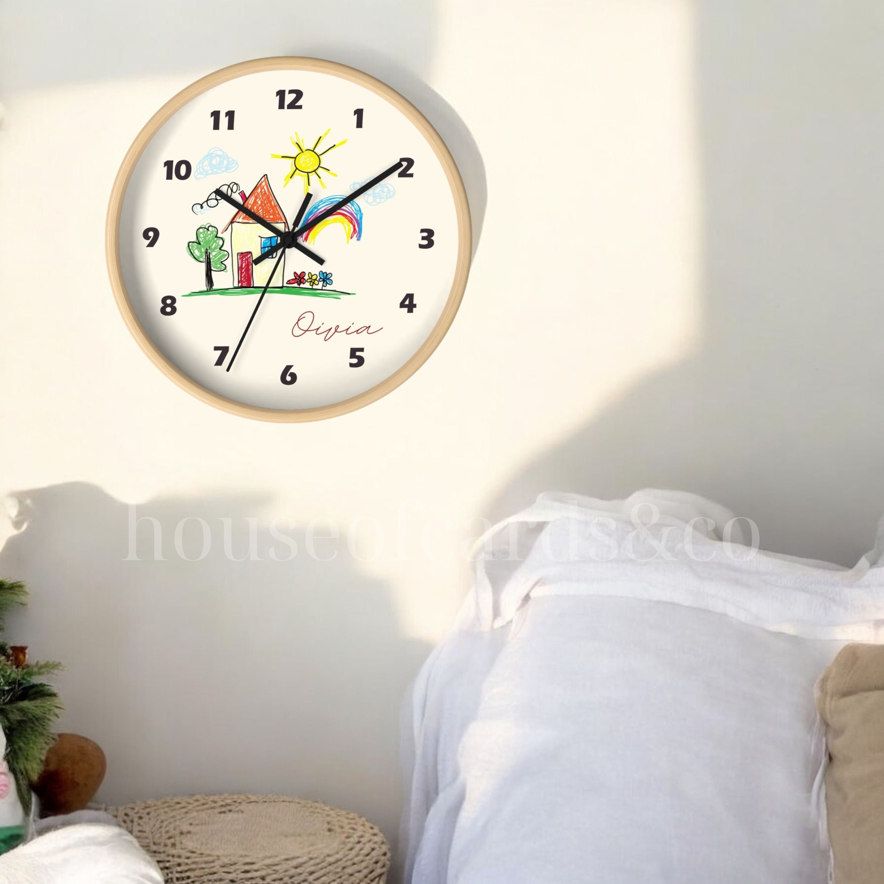 Clock With Sketch Your Kid Custom Clock Personalized Clock Clock Wall ...