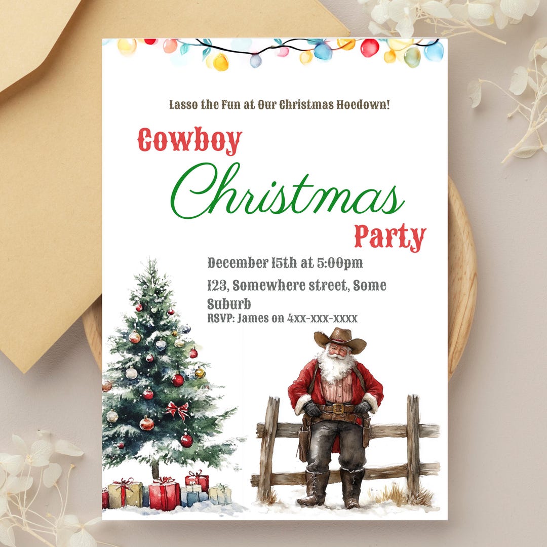 Cowboy Christmas Party Invitation, Christmas Party Invitation Country ...