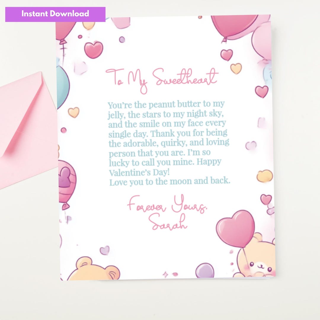 Romantic Love Letters - Valentine's Day Love Letter Template, Perfect ...