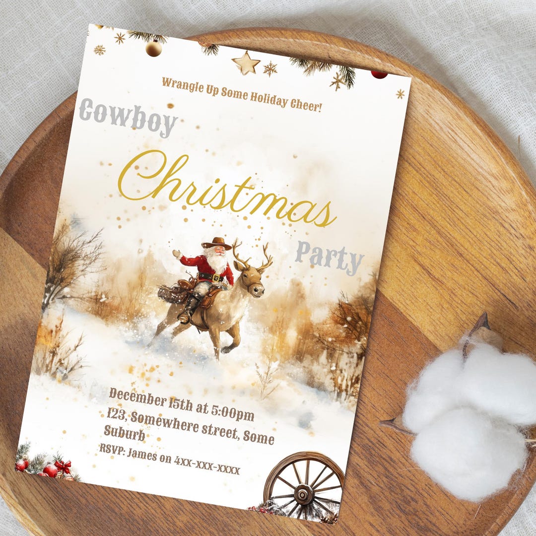 Cowboy Christmas Party Invitation, Christmas Party Invitation Country ...