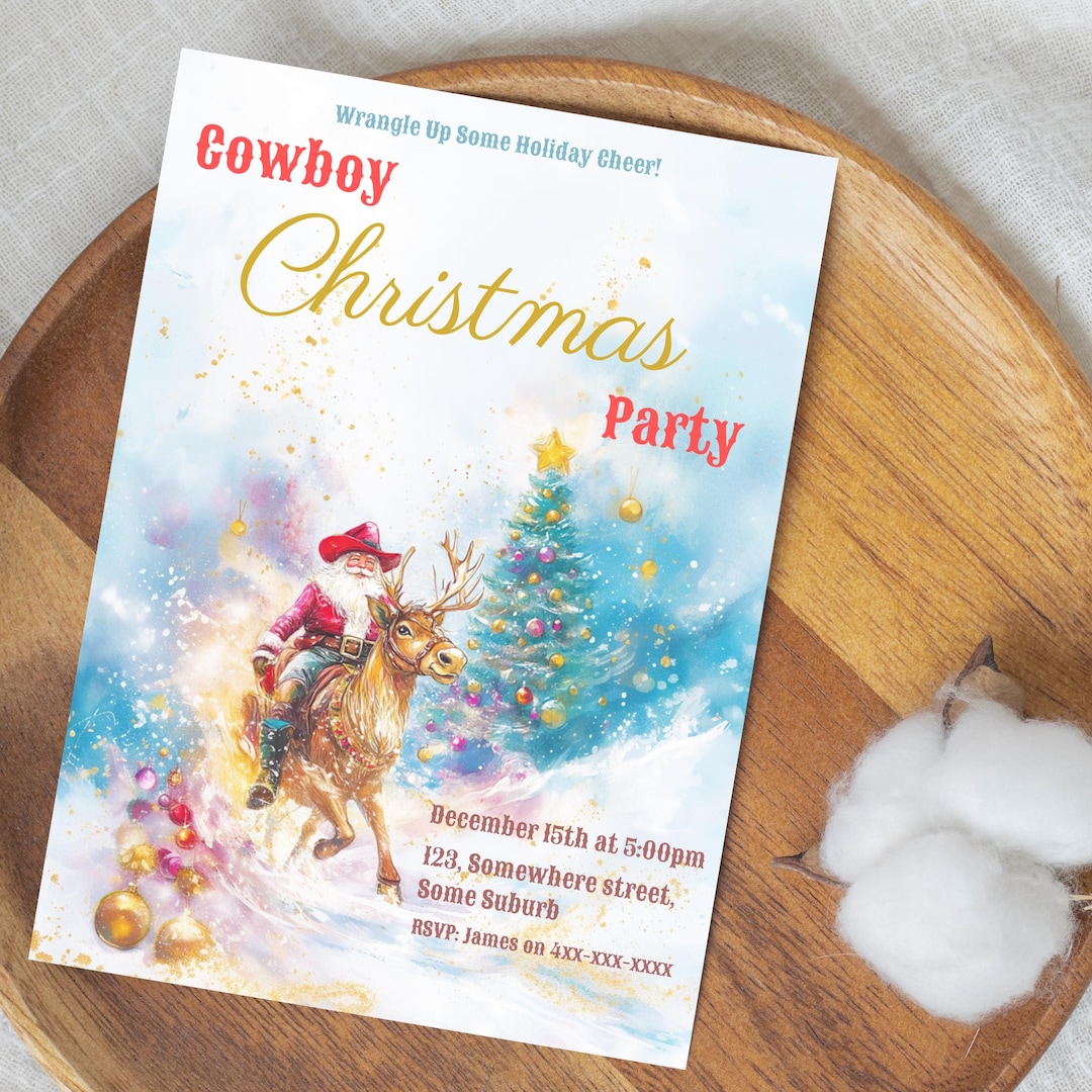 Cowboy Christmas Party Invitation, Christmas Party Invitation Country ...