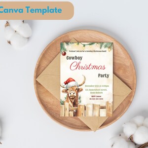 Cowboy Christmas Party Invitation - Editable Holiday Invite - Western ...