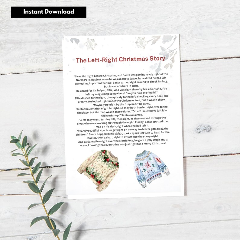 Left Right Christmas Game Printable - Left Right Game Christmas | 8.5 X ...