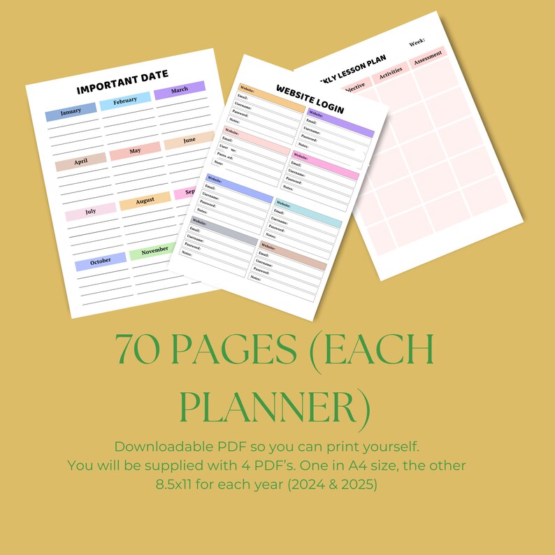 Teacher Planner Printable | Lesson Planner | Teacher Organizer | Lesson ...
