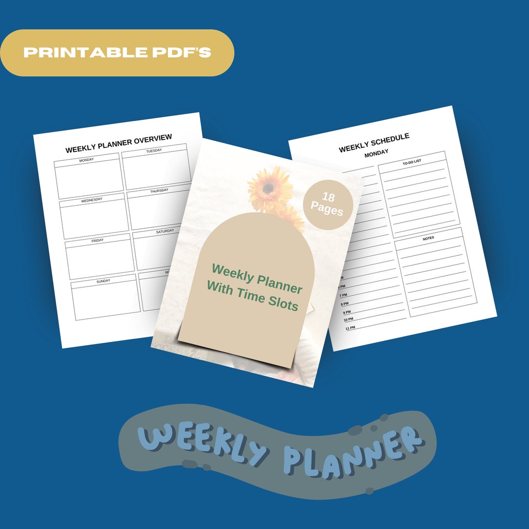 Printable Weekly Planner With Time Slots, Weekly Hourly Planner ...
