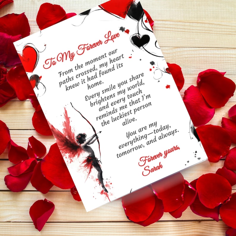 Romantic Love Letters | 5x7 Inch Valentine's Day Love Letter| Perfect ...