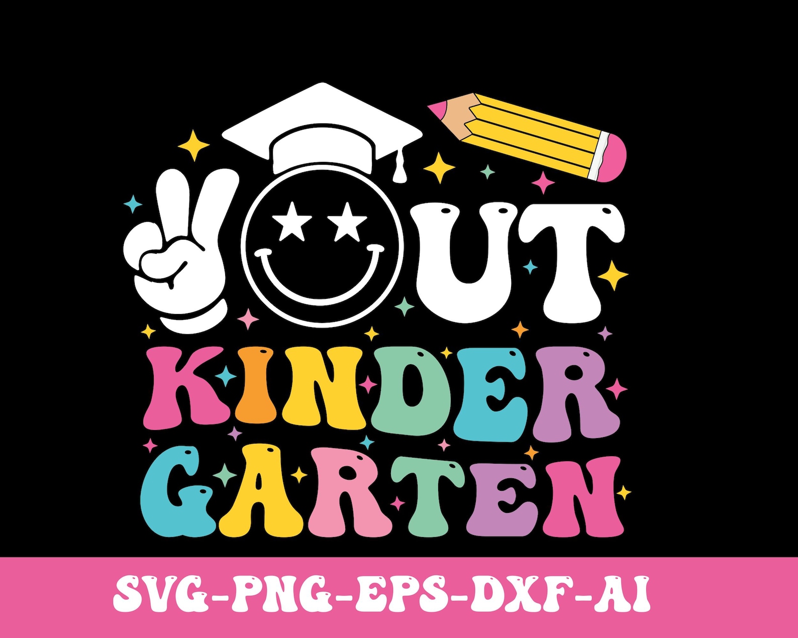 Peace Out Kindergarten Svg Png, Kindergarten Graduate SVG, Kinder Grad ...