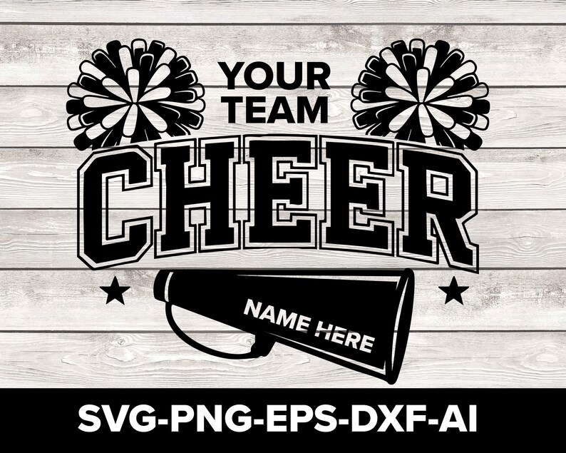 Cheerleader SVG Template: Customizable Team Shirt Design (digital ...