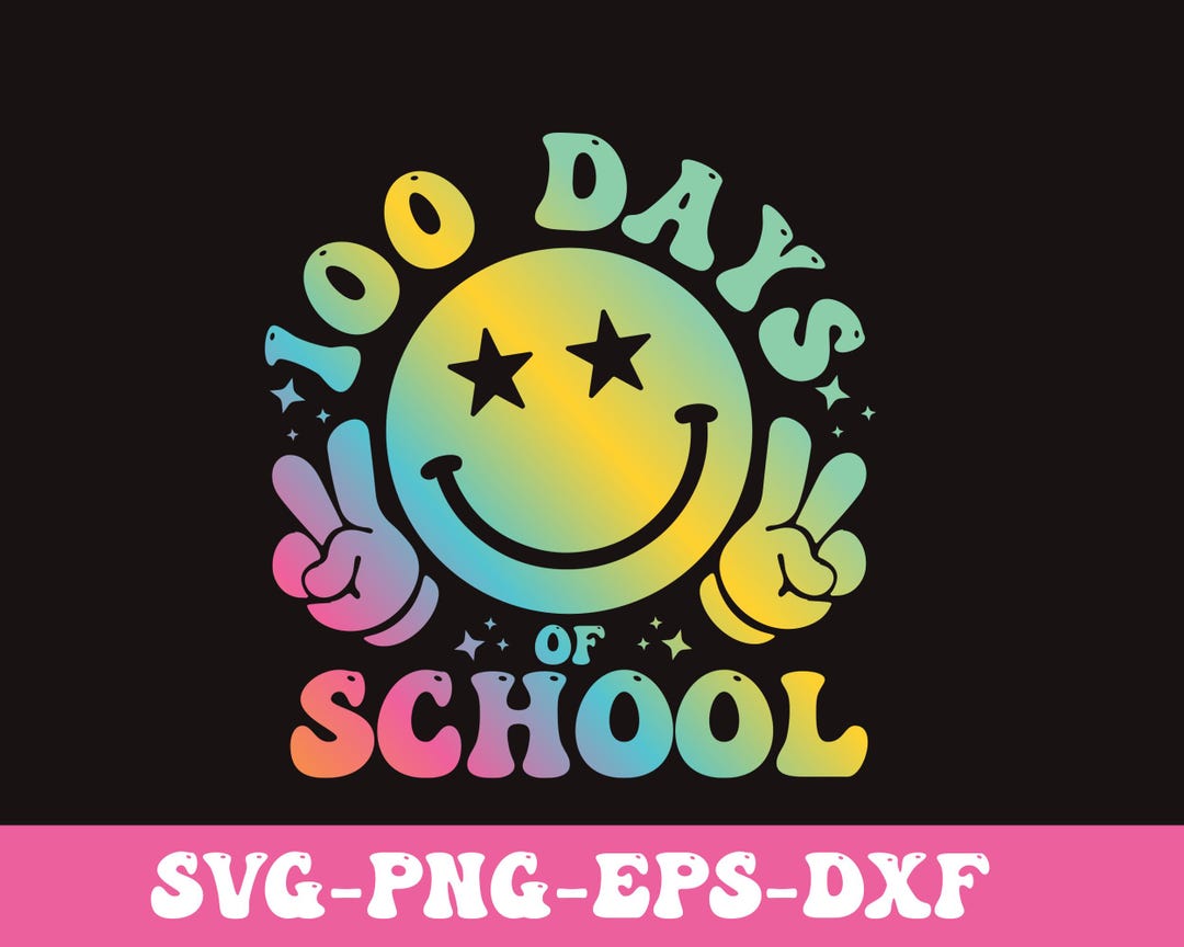 100 Days of School SVG PNG, Retro Groovy 100 Days of School Svg ...