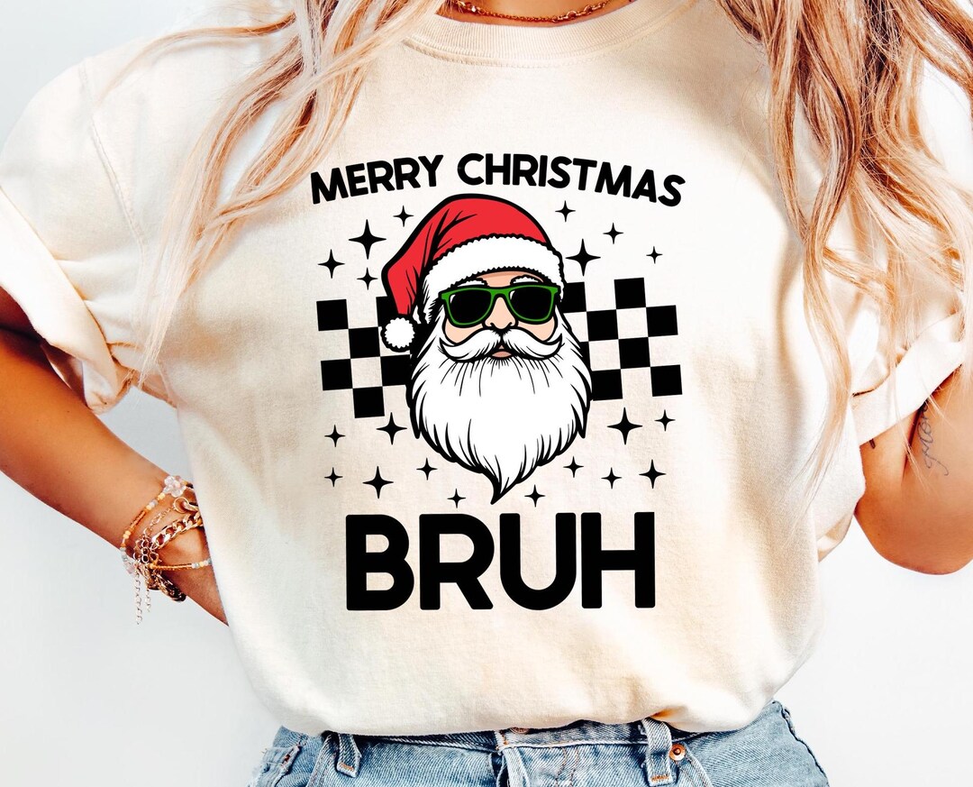 Merry Christmas Bruh Svg Png, Santa Bruh Checkerboard Retro Boy ...