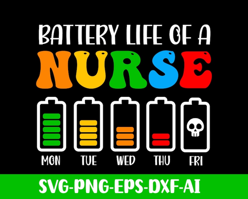Battery Life of a Nurse Png Svg, Nurse Life Png Sublimation Design ...