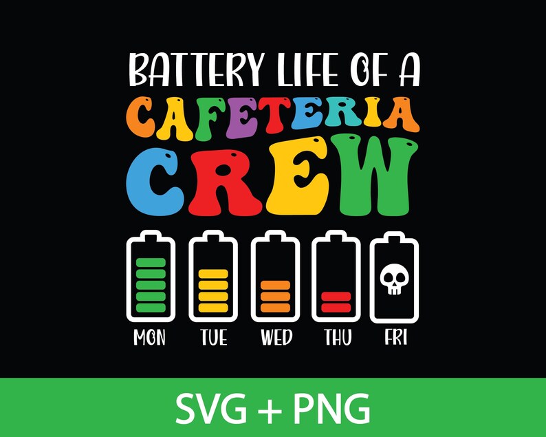 Battery Life of Cafeteria Crew SVG PNG, Lunch Lady Png, Cafeteria Crew ...