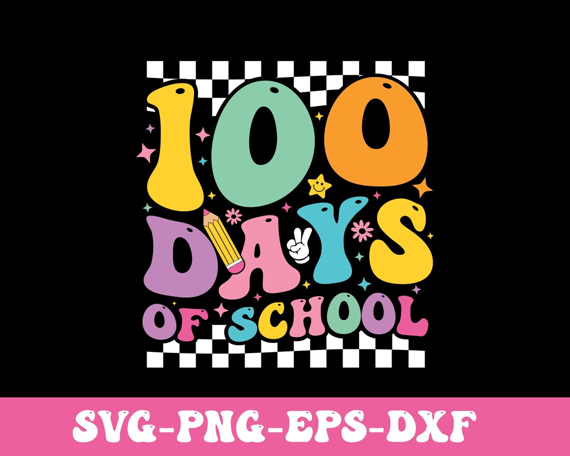 100 Days of School SVG PNG, Retro Groovy 100 Days of School Svg ...
