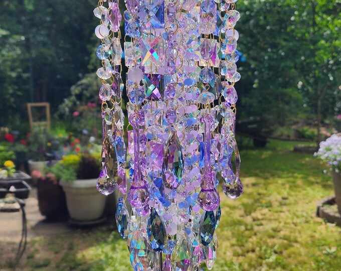 Wind Chime, Crystal Wind Chime, Light Blue and Violet Crystal Wind ...